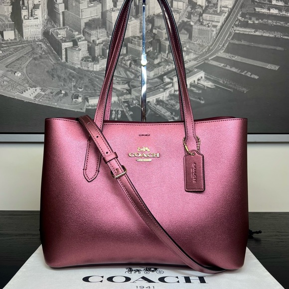 Coach | Bags | Coach Avenue Carryall Tote Bag Crossbody Purse Metallic ...